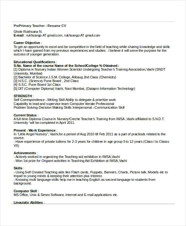 34+ Basic Teacher Resume Templates in PSD | Illustrator | InDesign ...