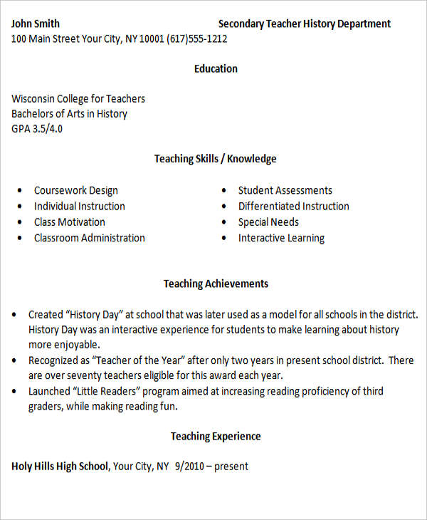 26 Best Teacher Resumes