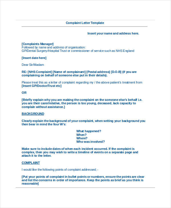 27+ Complaint Letter Templates in Google Docs | MS Word | Apple Pages