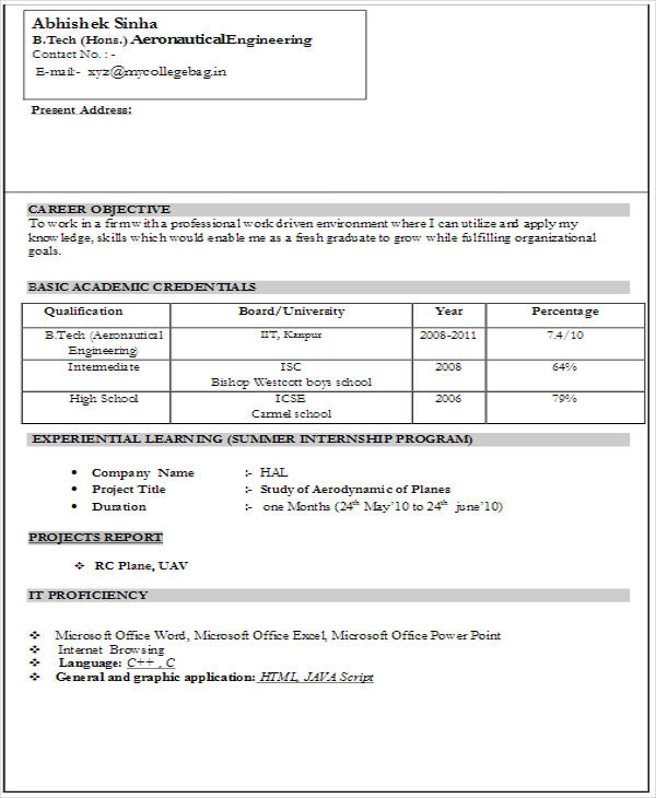 Free 50+ Fresher Resume Templates, PDF, DOC