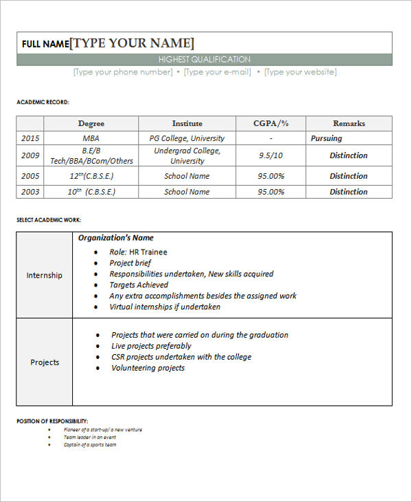 Free 50+ Fresher Resume Templates, PDF, DOC