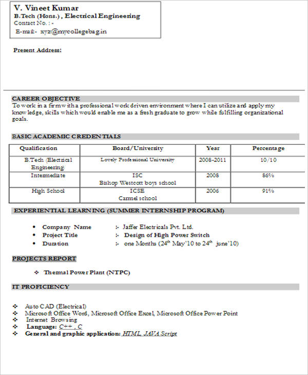 Fresher Resume Format In Word Free Download TUTORE ORG Master Of 