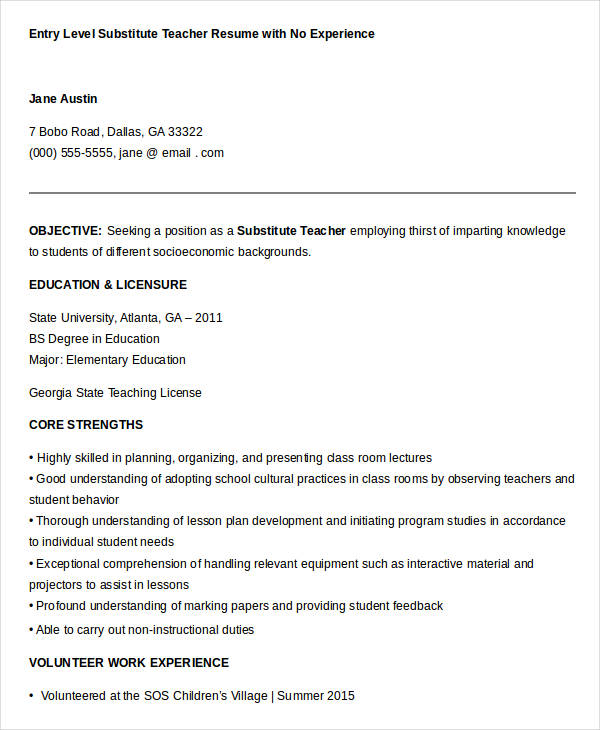 Sample Substitute Teacher Cover Letter Sample Site L