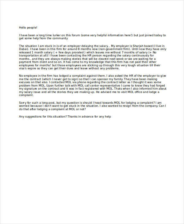 Complaint Letter Sample - 31+ Free Word, PDF Documents Download