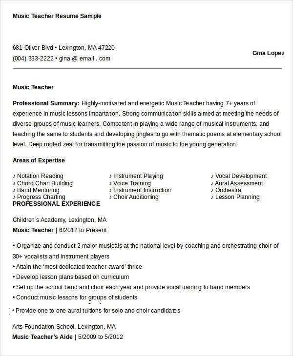 Free Teacher Resume 42 Free Word PDF Documents Download Free 