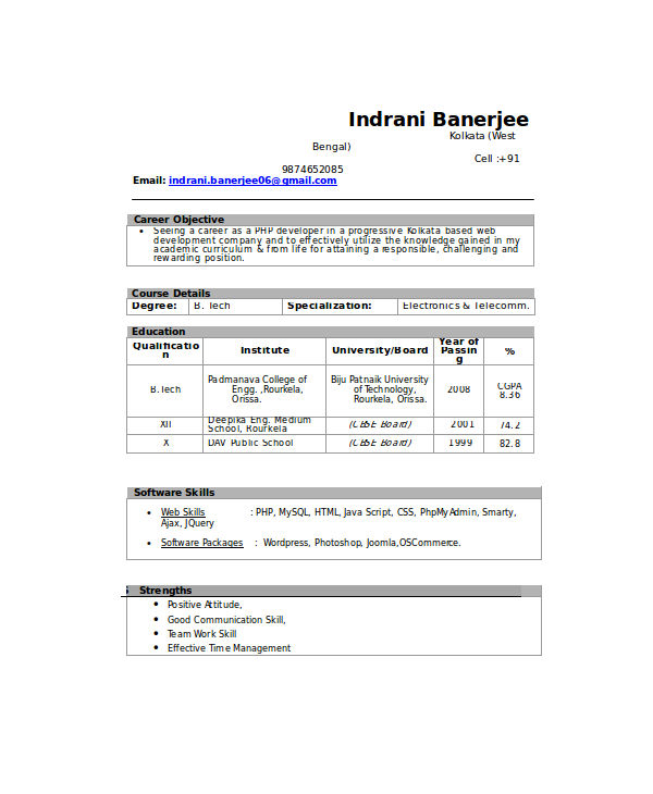 21+ Fresher Resume Templates - PDF, DOC