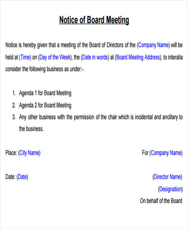  Board Meeting Invitation Sample Sample Board Meeting Invitation 