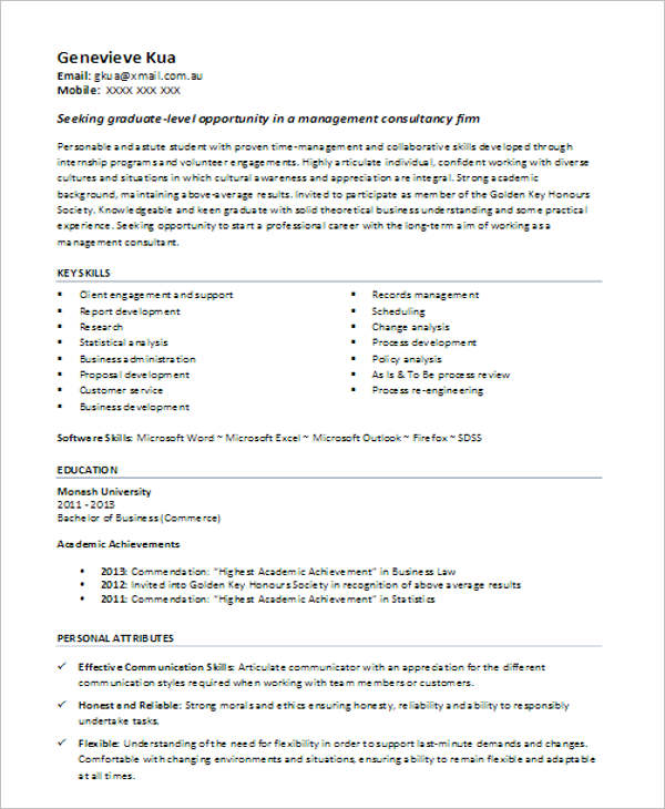 Curriculum Vitae For Fresh Graduate Without Experience
