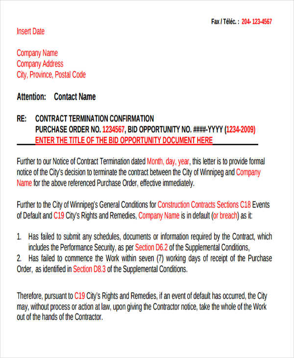 32 Termination Letter Examples DOC PDF AI