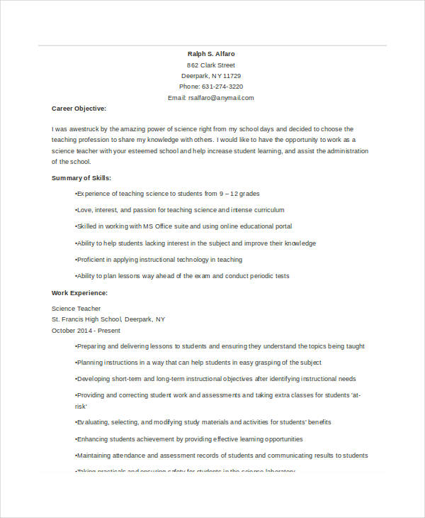 34+ Basic Teacher Resume Templates in PSD | Illustrator | InDesign ...