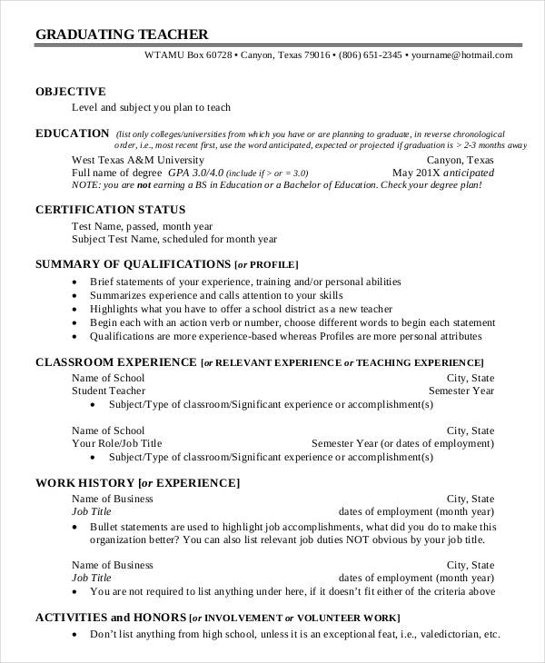 34+ Basic Teacher Resume Templates in PSD | Illustrator | InDesign ...