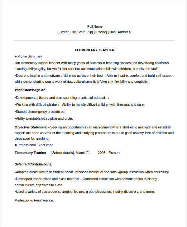 34+ Basic Teacher Resume Templates in PSD | Illustrator | InDesign ...