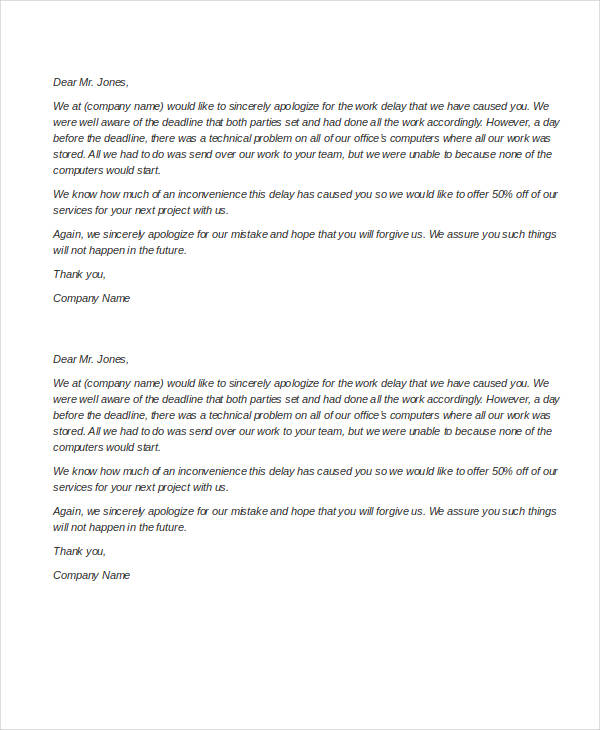 Sample Apology Letter Template 16 Free Word PDF Documents Download