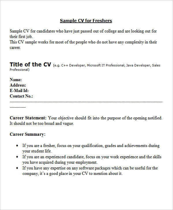 33+ Fresher Resume Templates