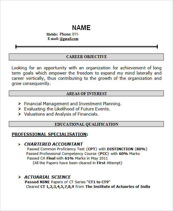 Job Application Resume Format For Freshers Bcom BEST RESUME EXAMPLES