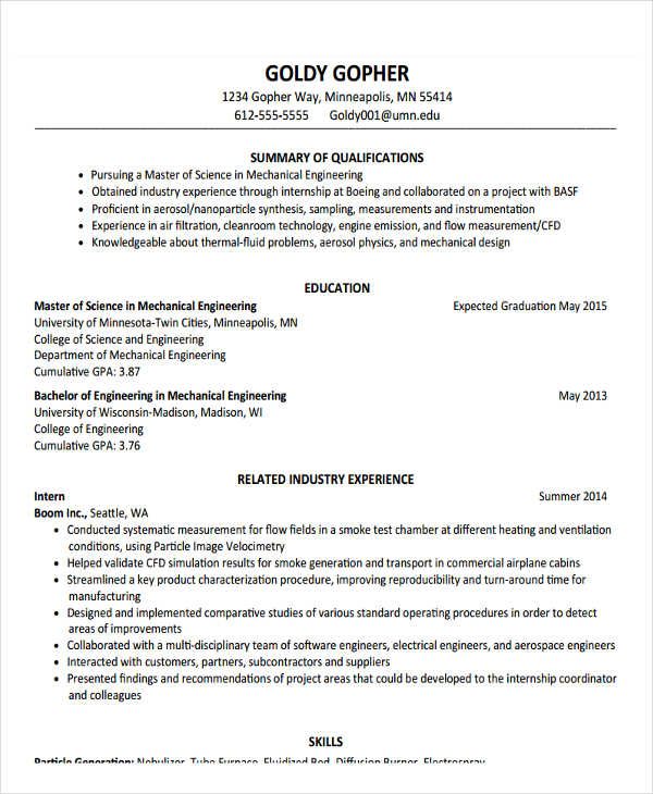 Summary About Fresher Mechanical How To Make Attractive Cv For Freshers Possess Vast 