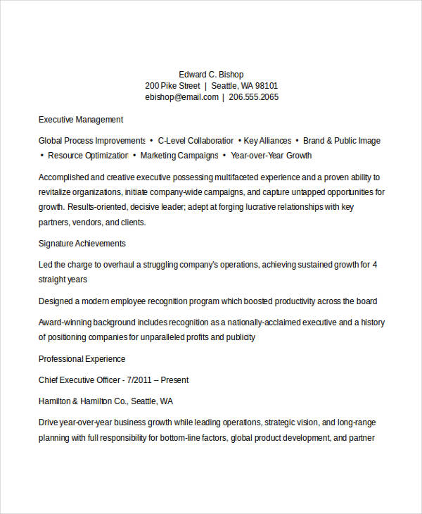 48+ Executive Resume Templates - PDF, DOC