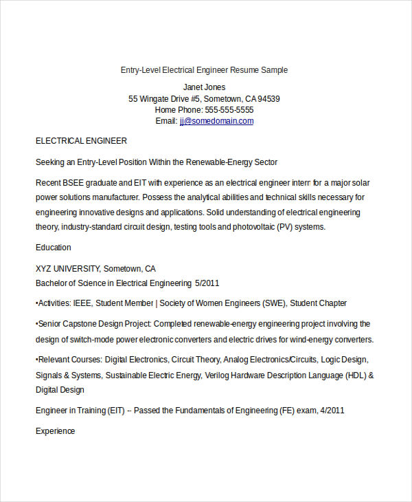 Engineering Resume Template - 47+ Free Word Documents Download
