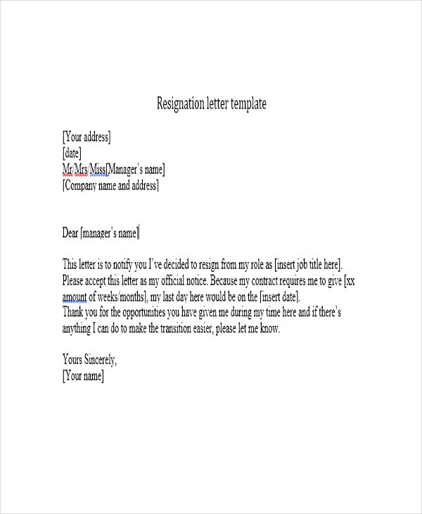 Simple Resignation Letter Examples 35 In Pdf Word Examples ZOHAL