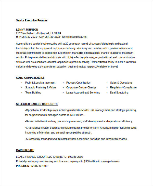 48+ Executive Resume Templates - PDF, DOC