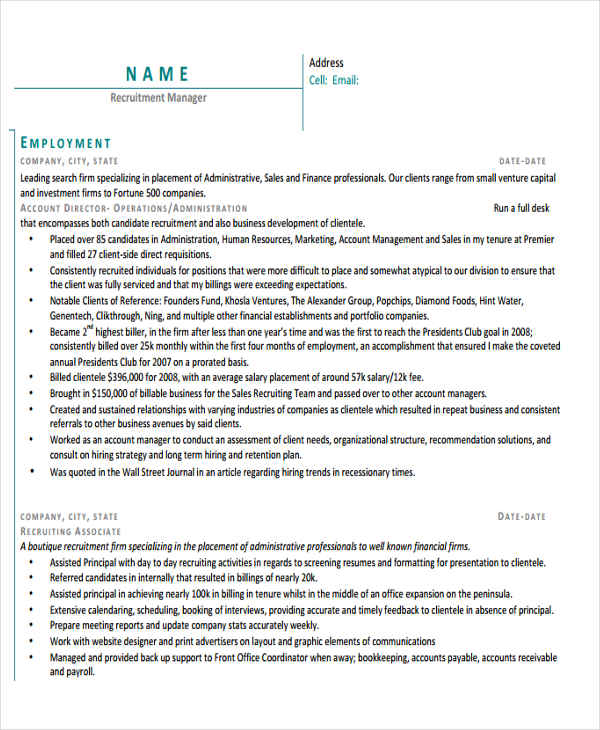 38+ Manager Resume Templates - PDF, DOC