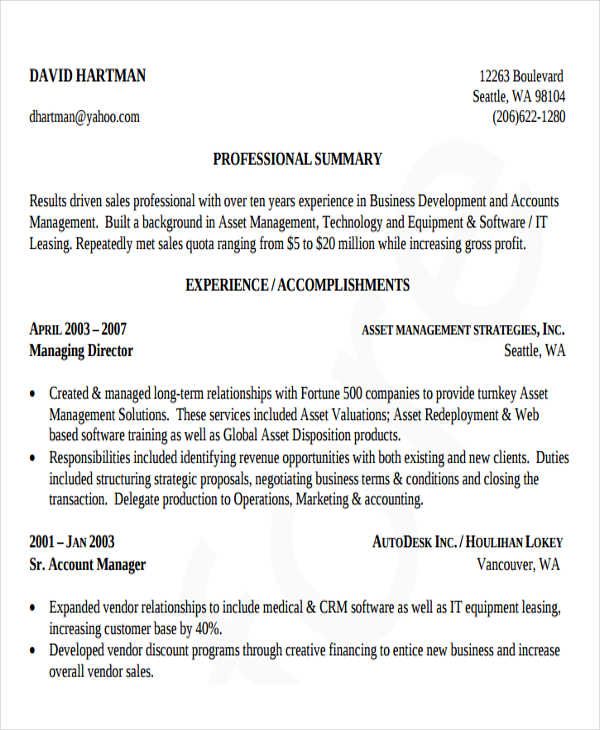30+ Business Resume Templates - PDF, DOC
