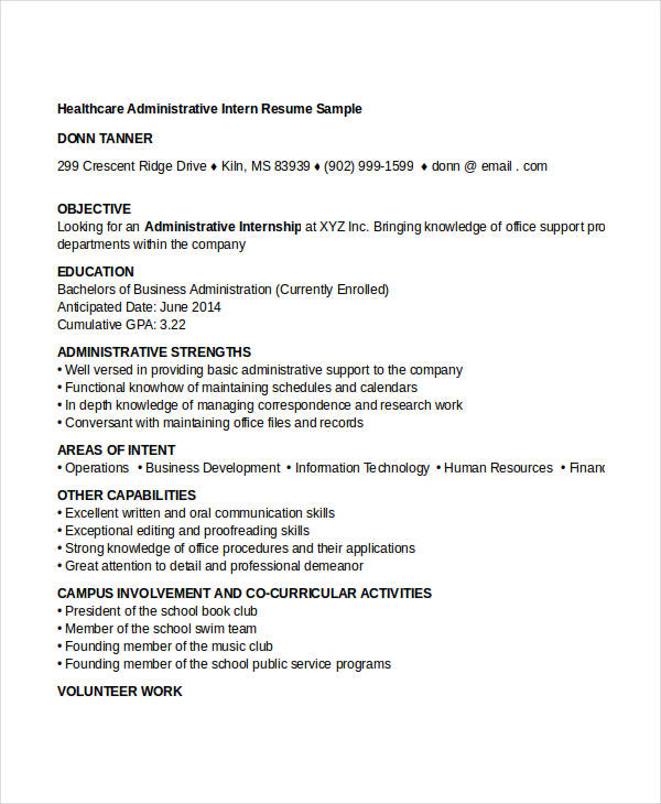 44 Administration Resume Templates PDF DOC