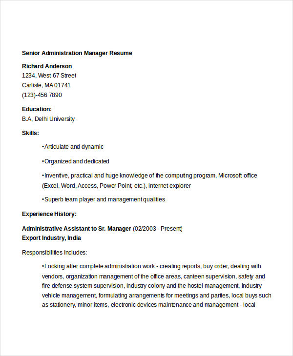 44+ Administration Resume Templates - PDF, DOC