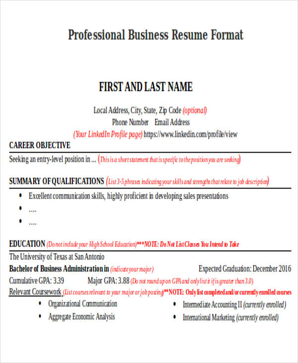 30+ Business Resume Templates - PDF, DOC