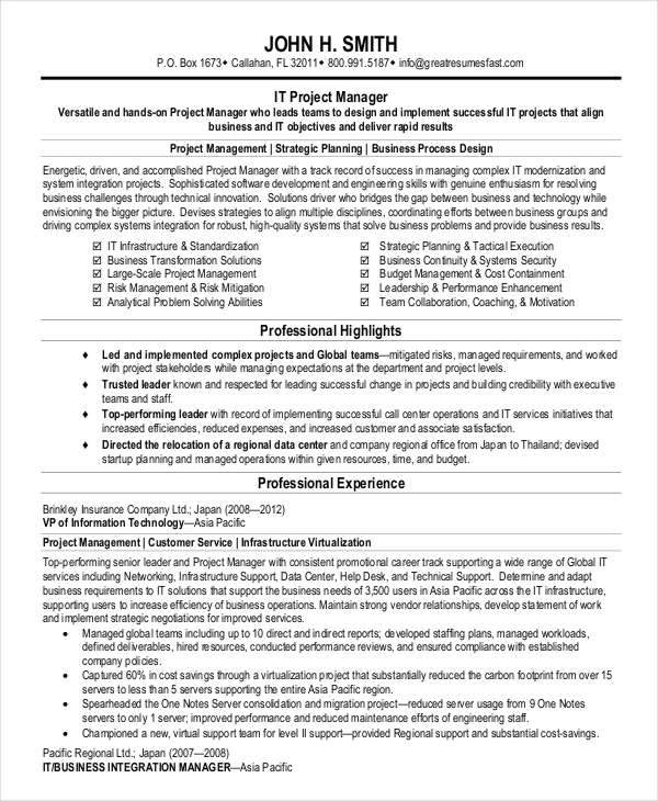 52+ Professional Manager Resumes - PDF, DOC