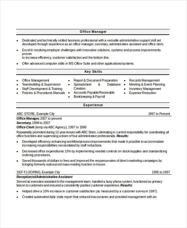 52+ Professional Manager Resumes - PDF, DOC