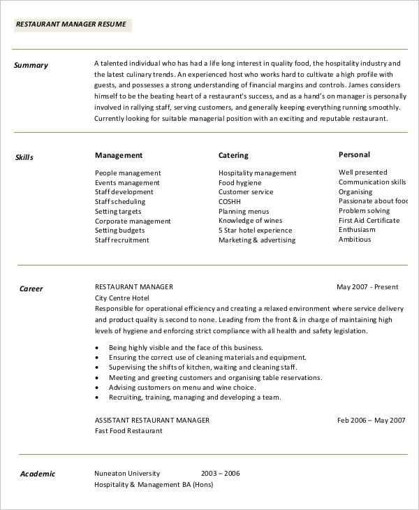 52+ Professional Manager Resumes - PDF, DOC