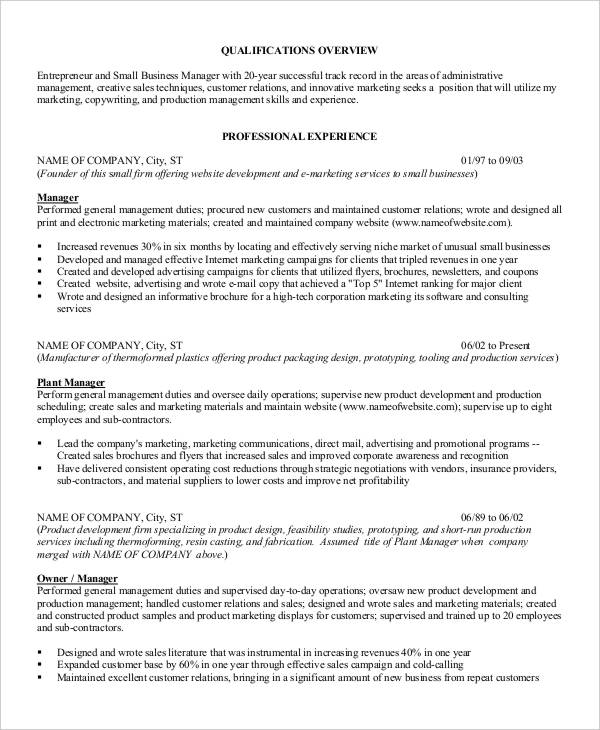 52+ Professional Manager Resumes - PDF, DOC