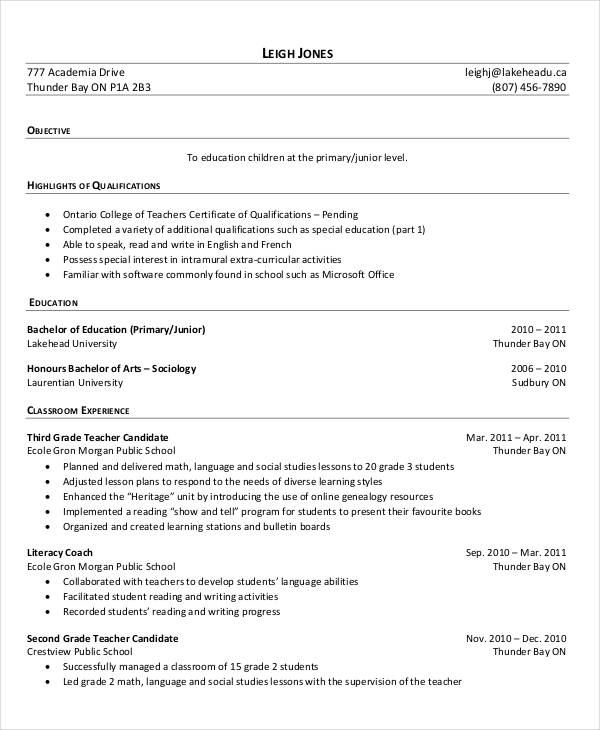 Teacher Resumes - 50+ Word, PDF Documents Download
