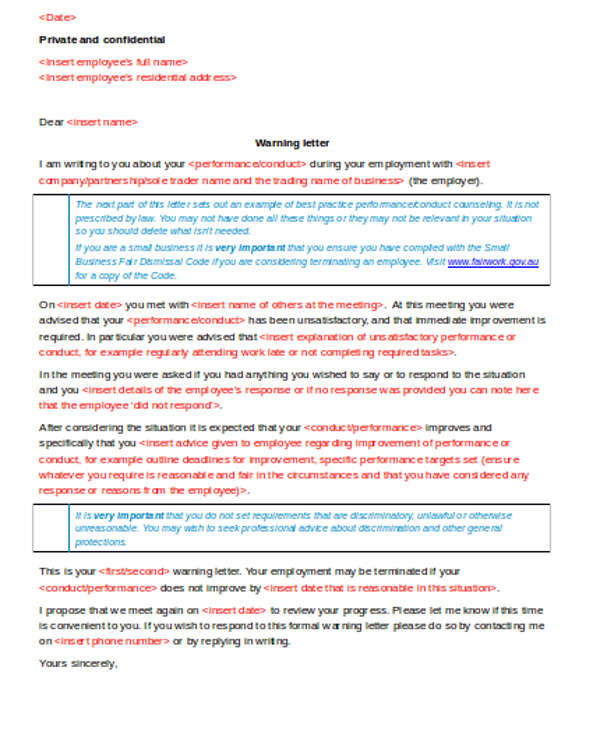 30+ Warning Letter Templates