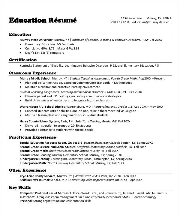 Teacher Resumes 28 Free Word PDF Documents Download Free 