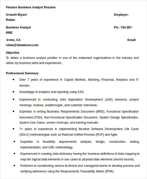 20+ Finance Resume Templates - PDF, DOC