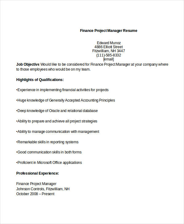 33+ Finance Resume Templates - PDF, DOC
