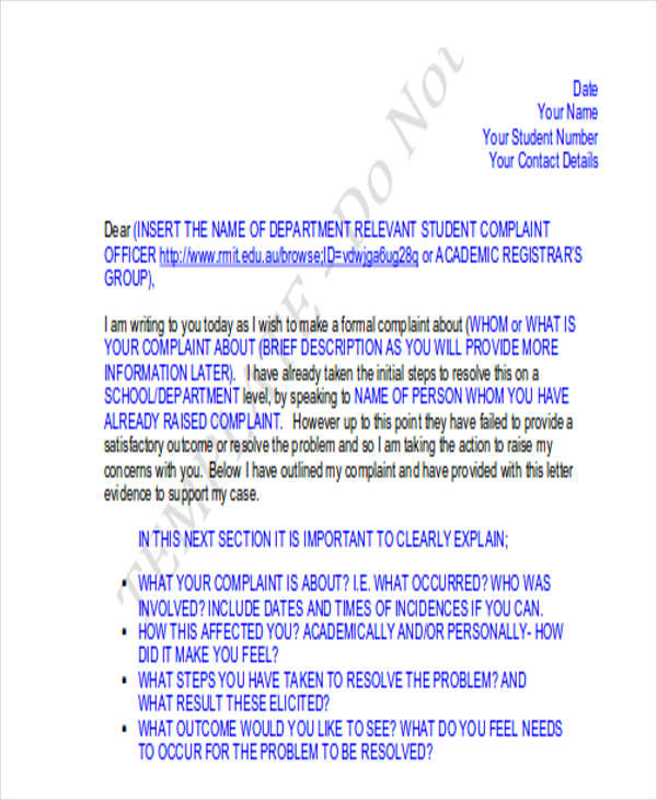 34+ Complaint Letter Templates - Word, Google Docs, Apple Pages