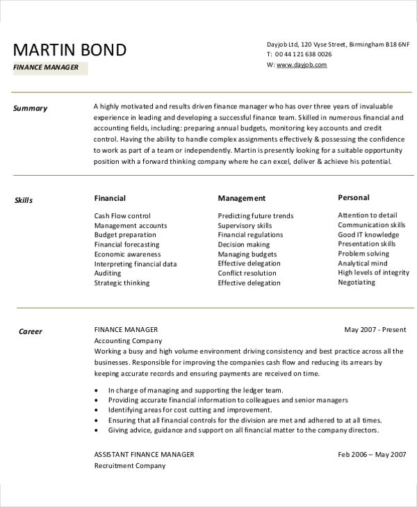 28+ Finance Resumes in PDF