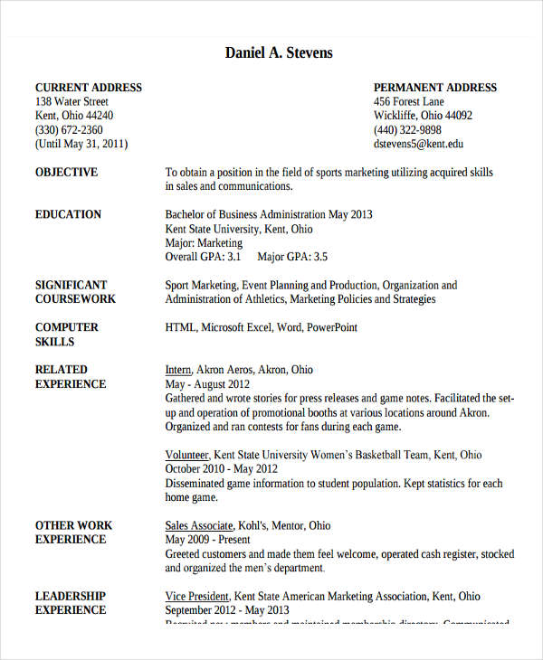 40 Basic Administration Resume Templates PDF DOC