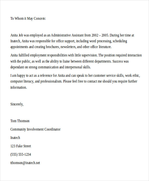 25 Reference Letter In Word Templates