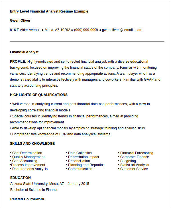 23+ Finance Resume Templates - PDF, DOC