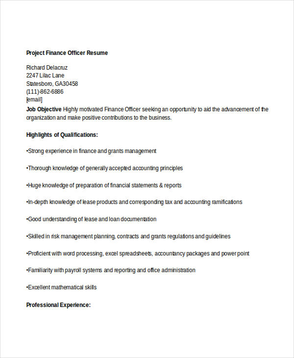 33+ Finance Resume Templates - PDF, DOC