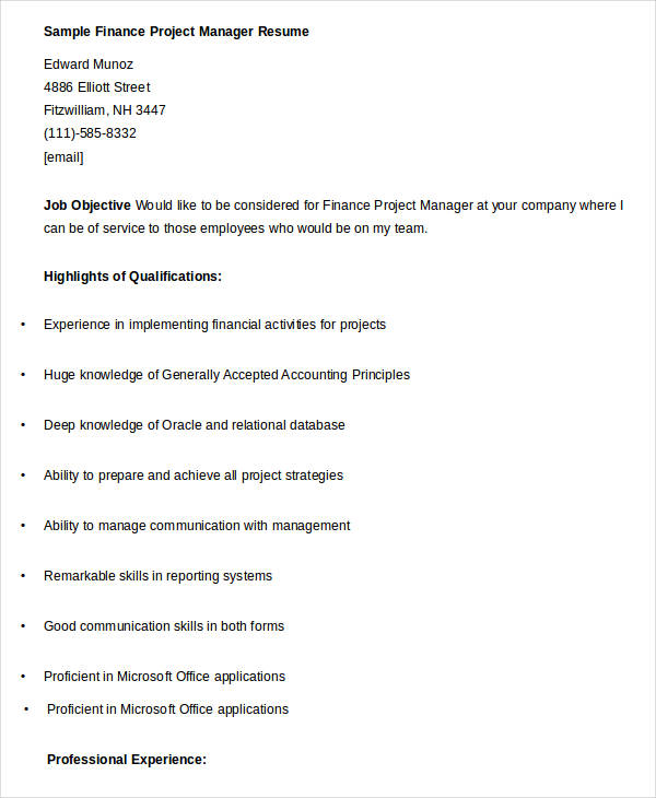 23+ Finance Resume Templates - PDF, DOC