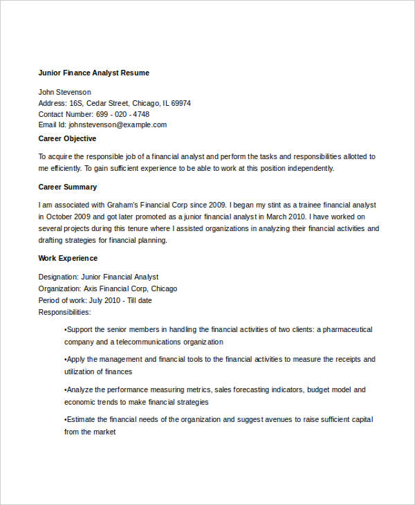 33+ Finance Resume Templates - PDF, DOC