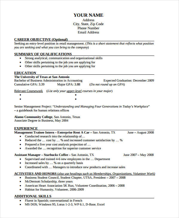 Manager Resume Sample Template 48 Free Word PDF Documents Download