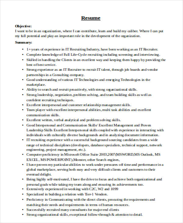 35+ IT Resume Templates in Word