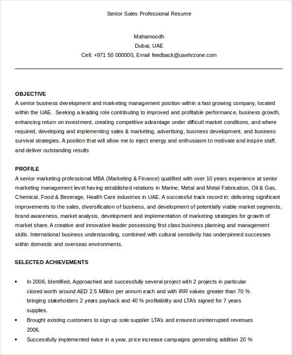 Sales Resume Template - 24+ Free Word, PDF Documents Download