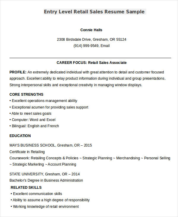 Sales Resume Template 24 Free Word PDF Documents Download